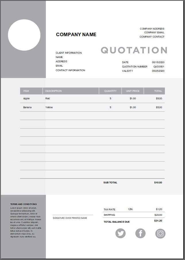 Excel Invoice and Quotation Template Set 3 | Etsy