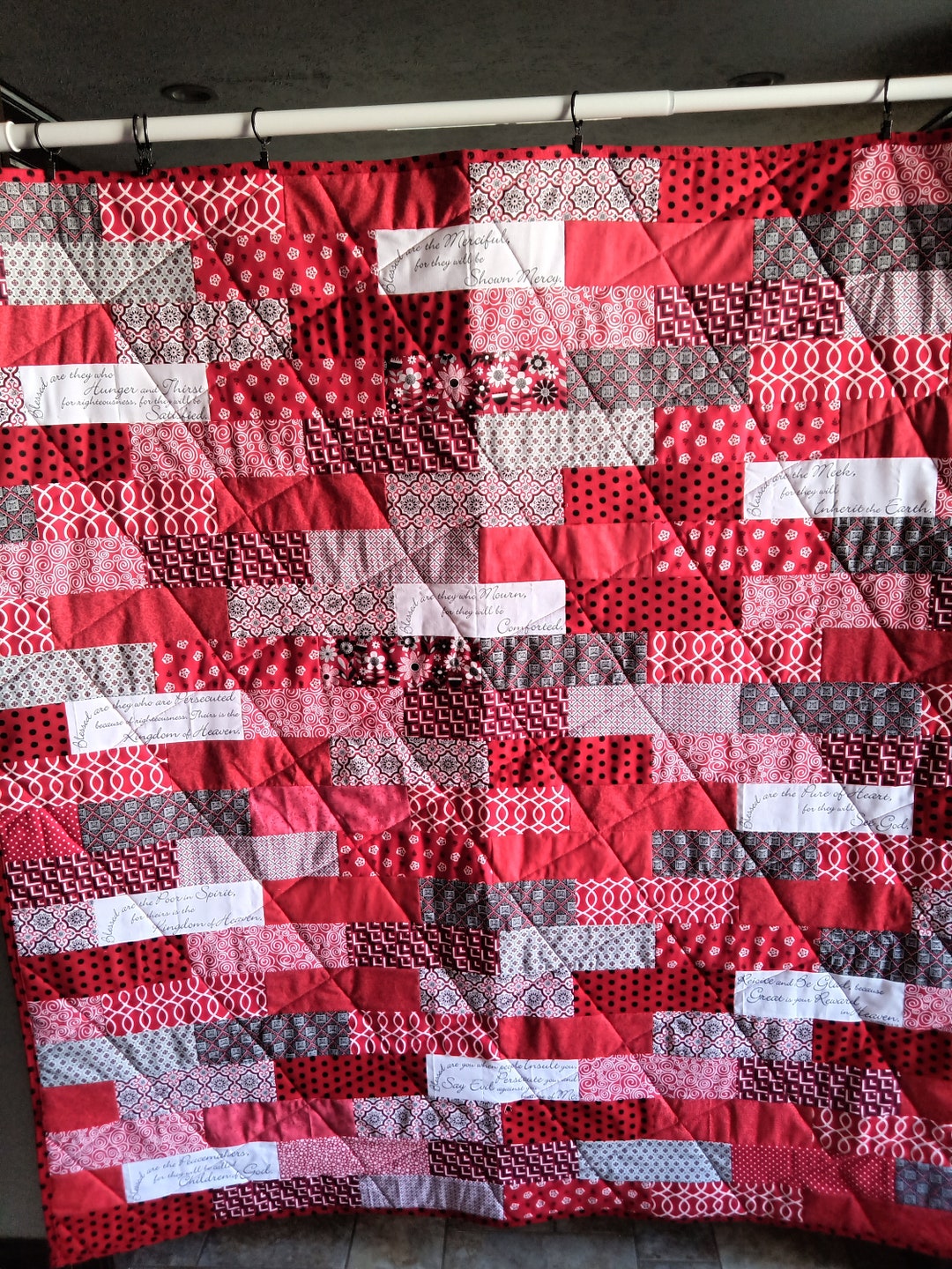 Beatitudes Bible Verses Homemade Throw Quilt red, Black, White - Etsy