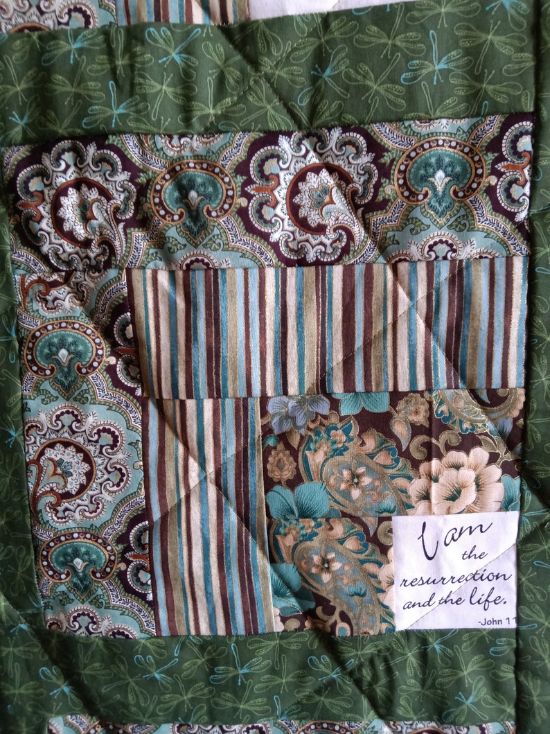 Words of Comfort Bible Verses Homemade Throw Quilt (beige, Brown and ...