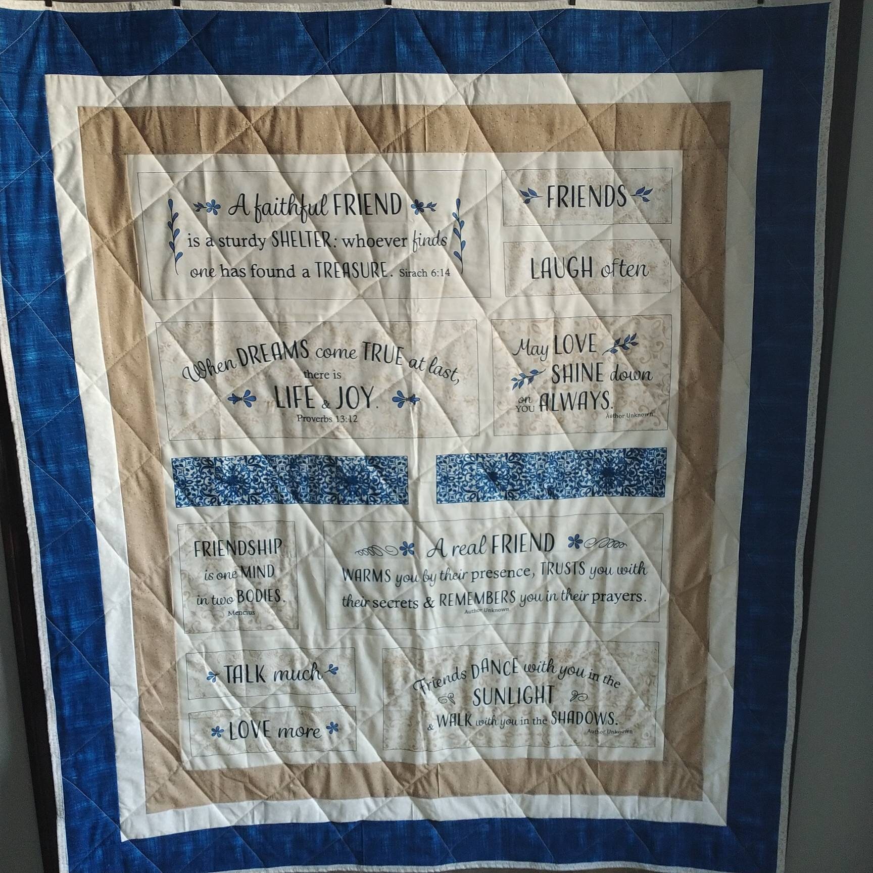 Faithful Friends Verses Homemade Throw Quilt (cream With Faithful ...