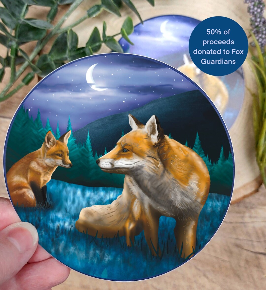 Large 10x10cm Fox Glossy Vinyl Sticker Magical Fox Vinyl Sticker ...