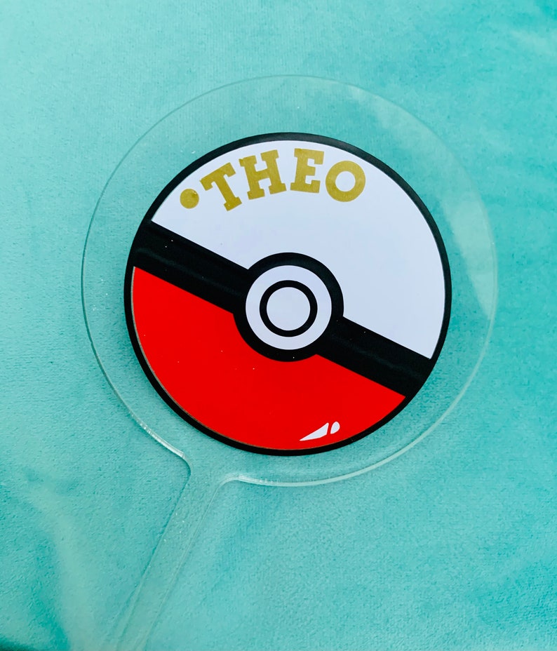 Personalised Pokemon Pokeball Acrylic Cake Topper Gift Tag - Etsy