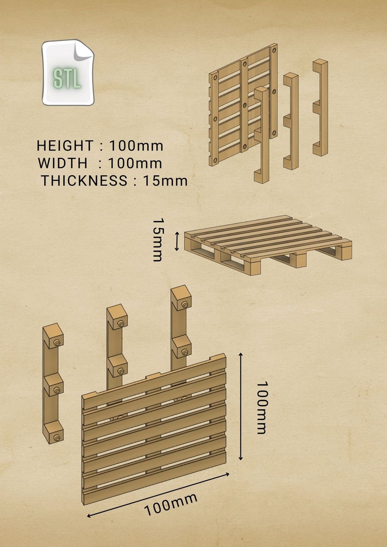 Mini Pallet STL Files for 3D Printing - Digital Download - Etsy