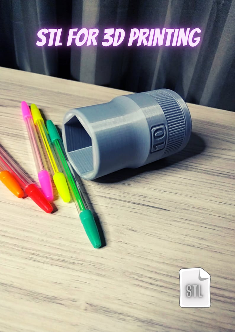 10mm Socket Pen Holder 3D Print STL File for 3D Printing Digital ...