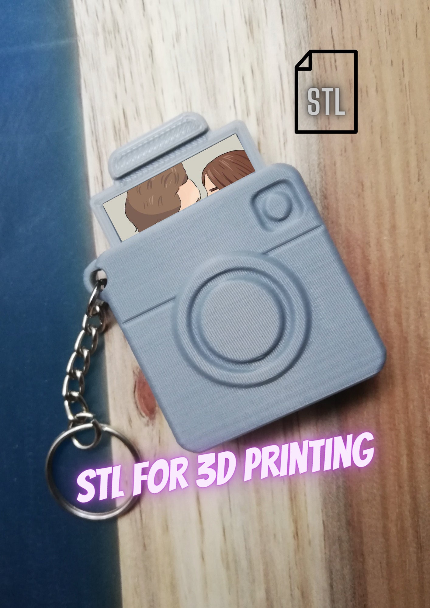 Insta Photo Camera Keychain 3D Print STL File for 3D Printing Digital ...