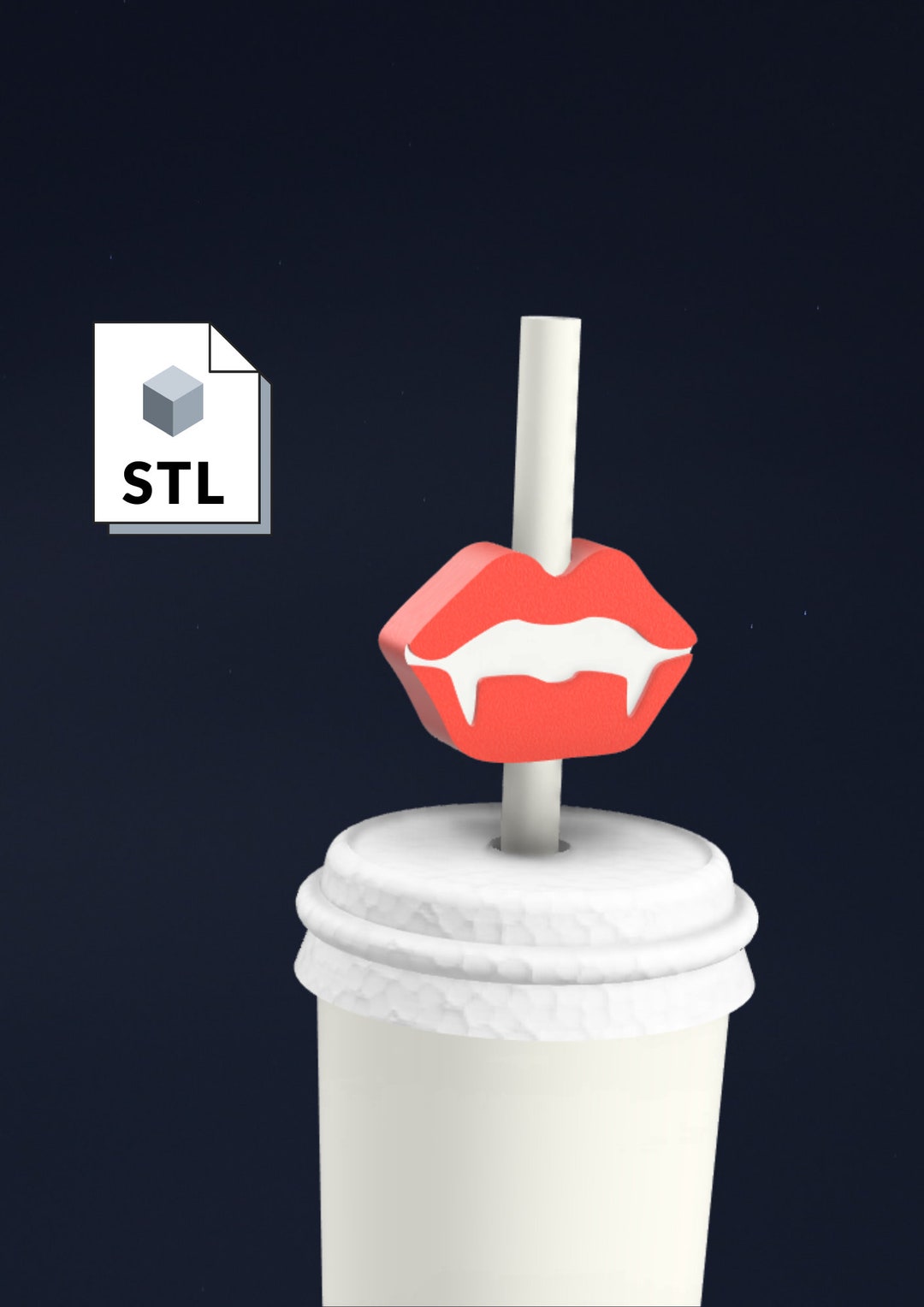 Vampire Mouth Straw Topper STL File for 3D Printing Digital Download - Etsy