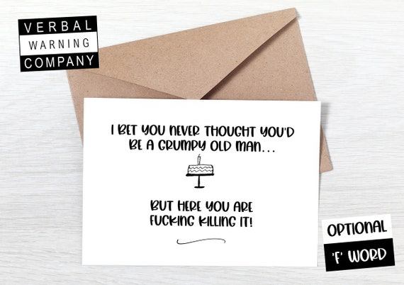 Grumpy Old Man Birthday Greeting Card Funny Humour | Etsy UK