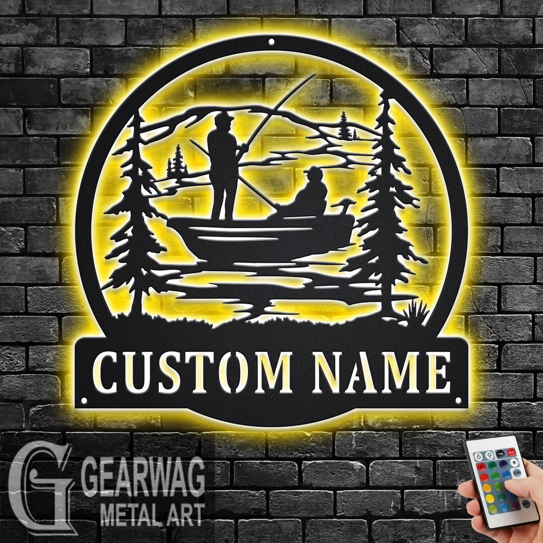Personalized Fishing Boat Metal Sign With LED Lights - Etsy