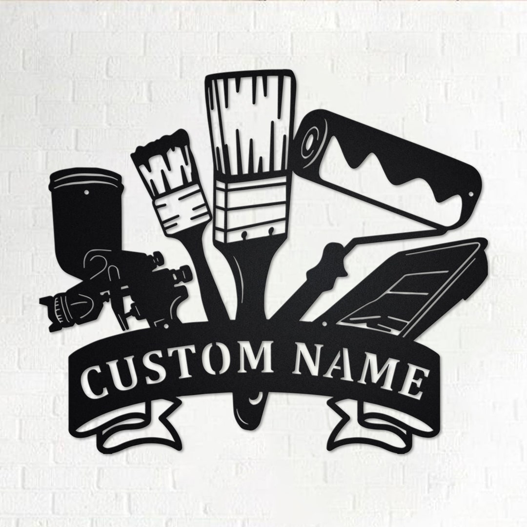 Custom Painter Name Sign: Metal Wall Art Decor - Etsy