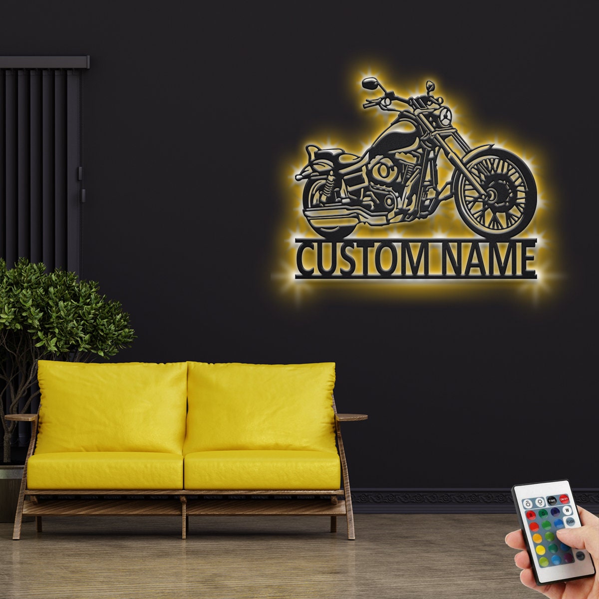Custom Motorcycle Chopper Metal Wall Art With LED Light - Etsy
