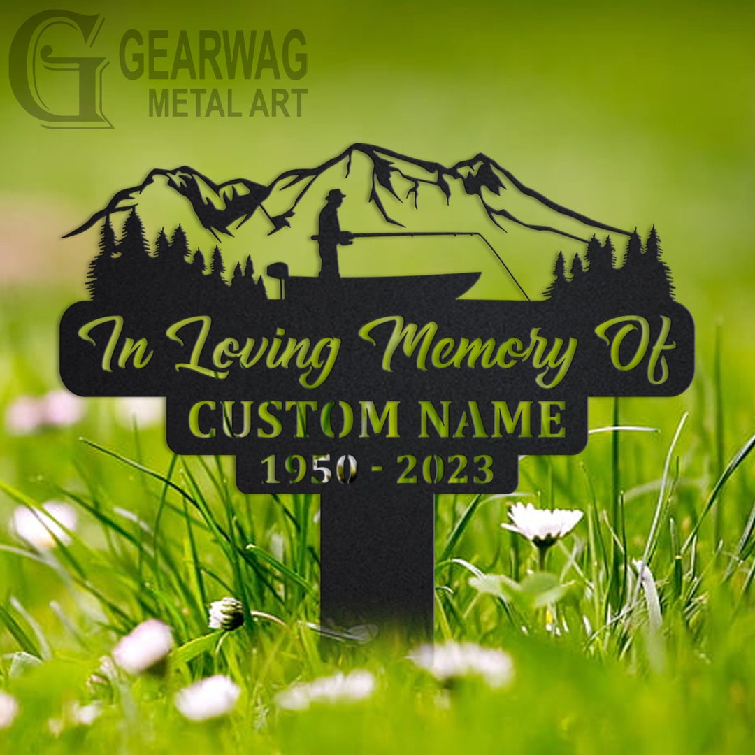 Custom Fishing Boat Memorial Stake: Metal Outdoor Grave Marker - Etsy