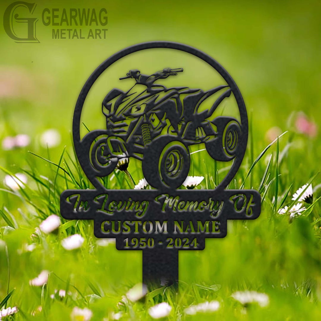 Custom ATV Rider Memorial Stake, Metal Stake, Outdoor Decor, in Loving ...
