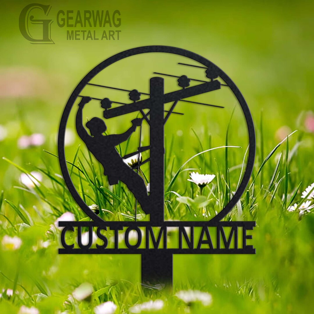 Personalized Lineman Metal Garden Sign: Outdoor Yard Art - Etsy