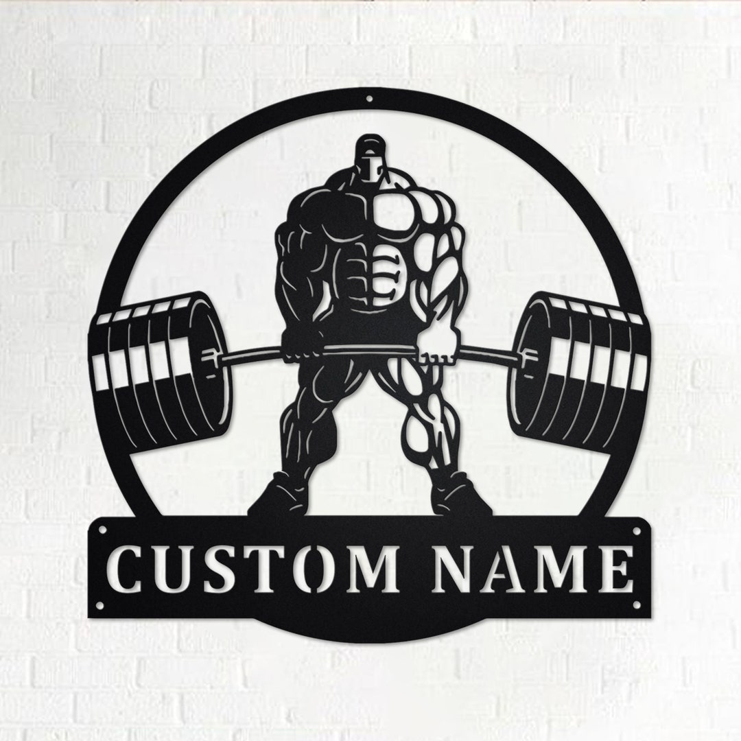 Custom Powerlifting Man Metal Wall Art, Personalized Powerlifting Name ...