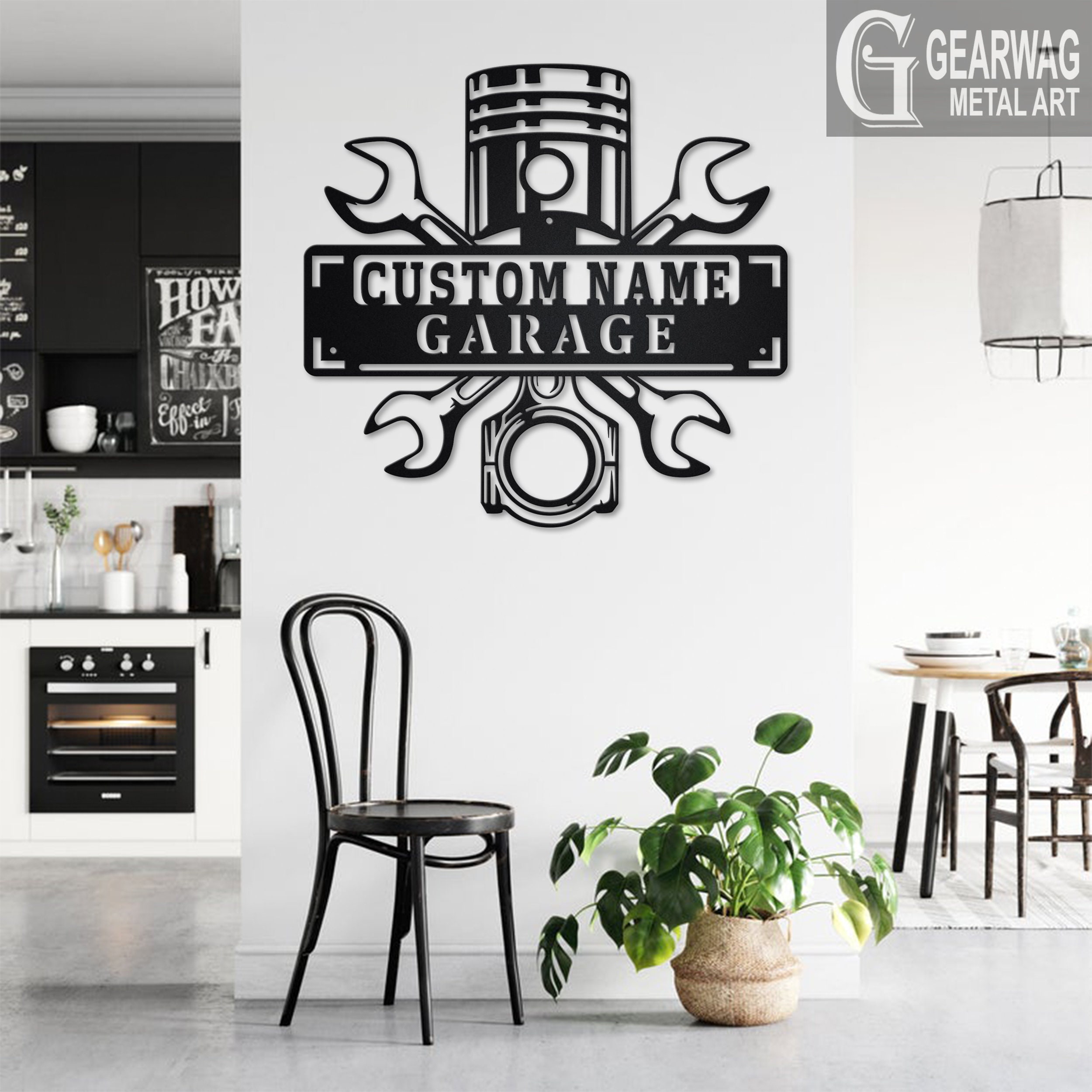 Custom Garage Name Metal Sign With LED Lights: Personalized Mechanic ...
