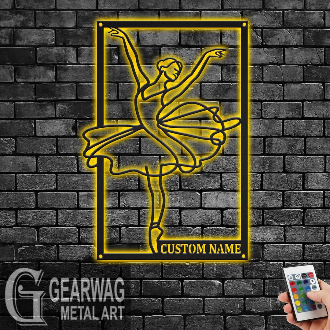 Custom Ballerina Line Art Metal Sign With LED Lights - Etsy