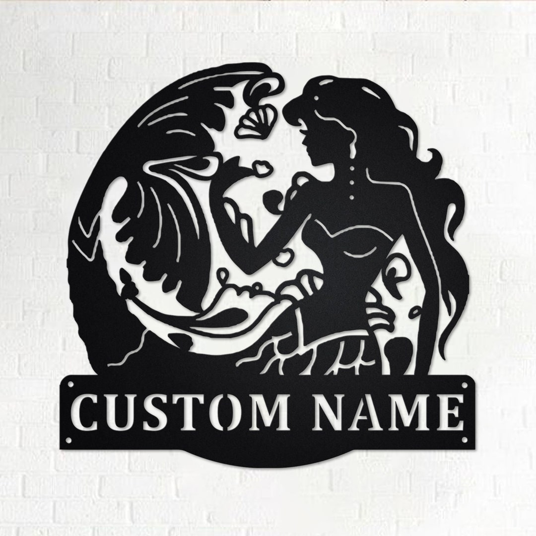 Custom Mermaid Metal Wall Art, Personalized Mermaid Name Sign ...