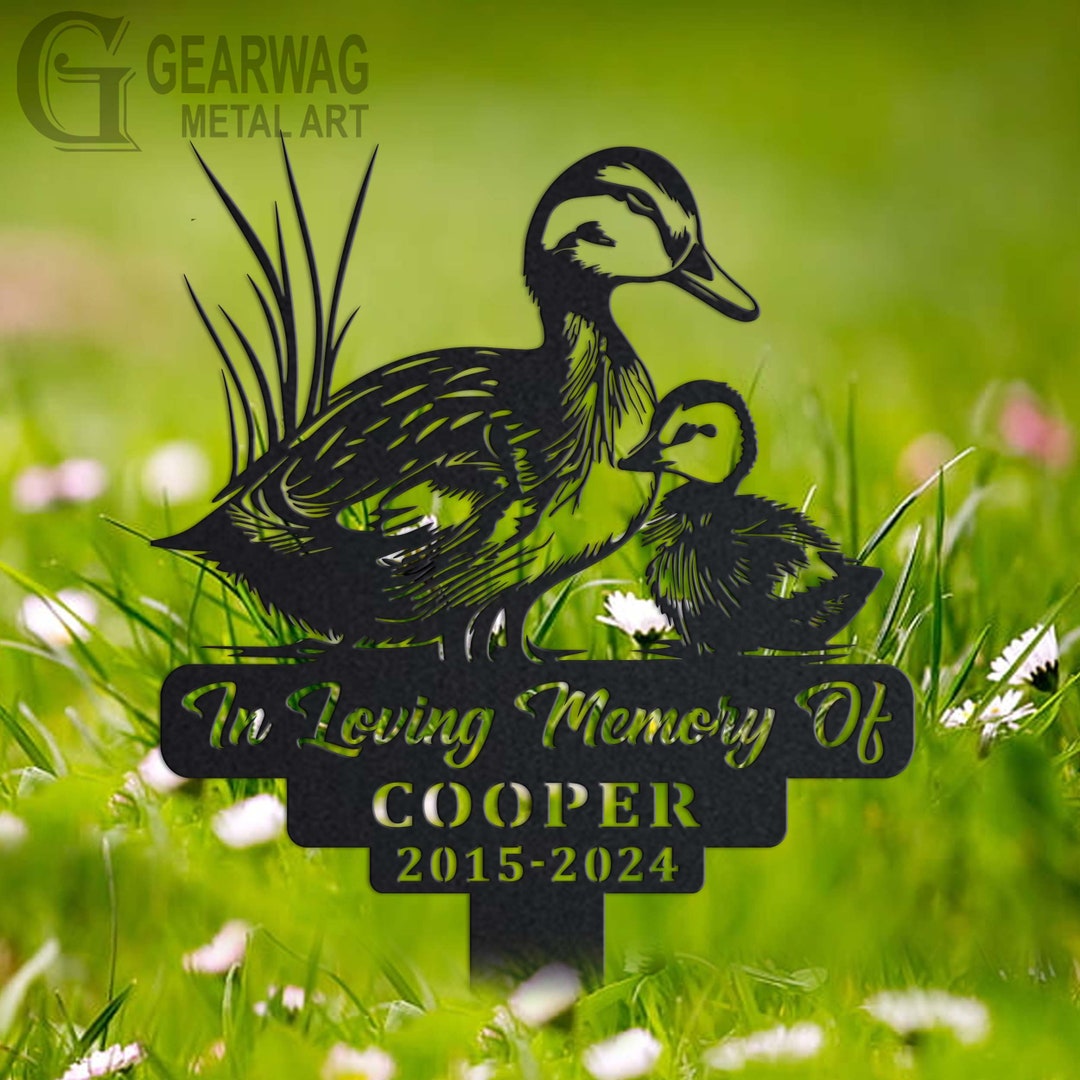 Custom Duck Memorial Stake, Metal Stake, Outdoor Decor, in Loving ...