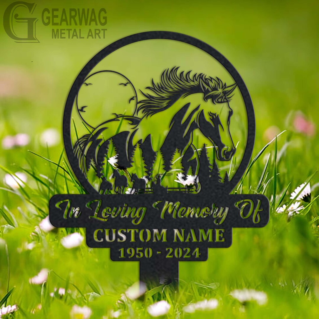 Custom Horses Memorial Stake, Metal Stake, Outdoor Decor, in Loving ...