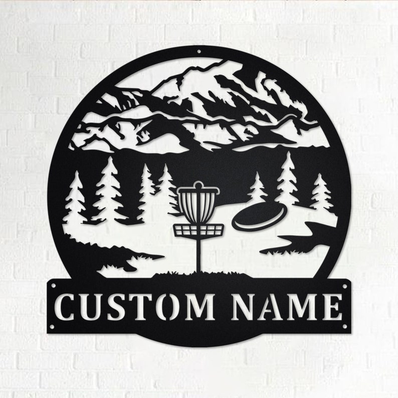 Custom Disc Golf Metal Wall Art: Mountain LED Sign - Etsy