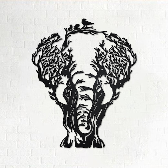 Elephant Tree Metal Wall Art Elephant Tree Sign Decoration | Etsy