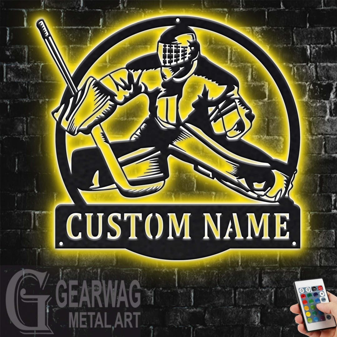 Custom Hockey Goalie Metal Sign With LED Lights - Etsy