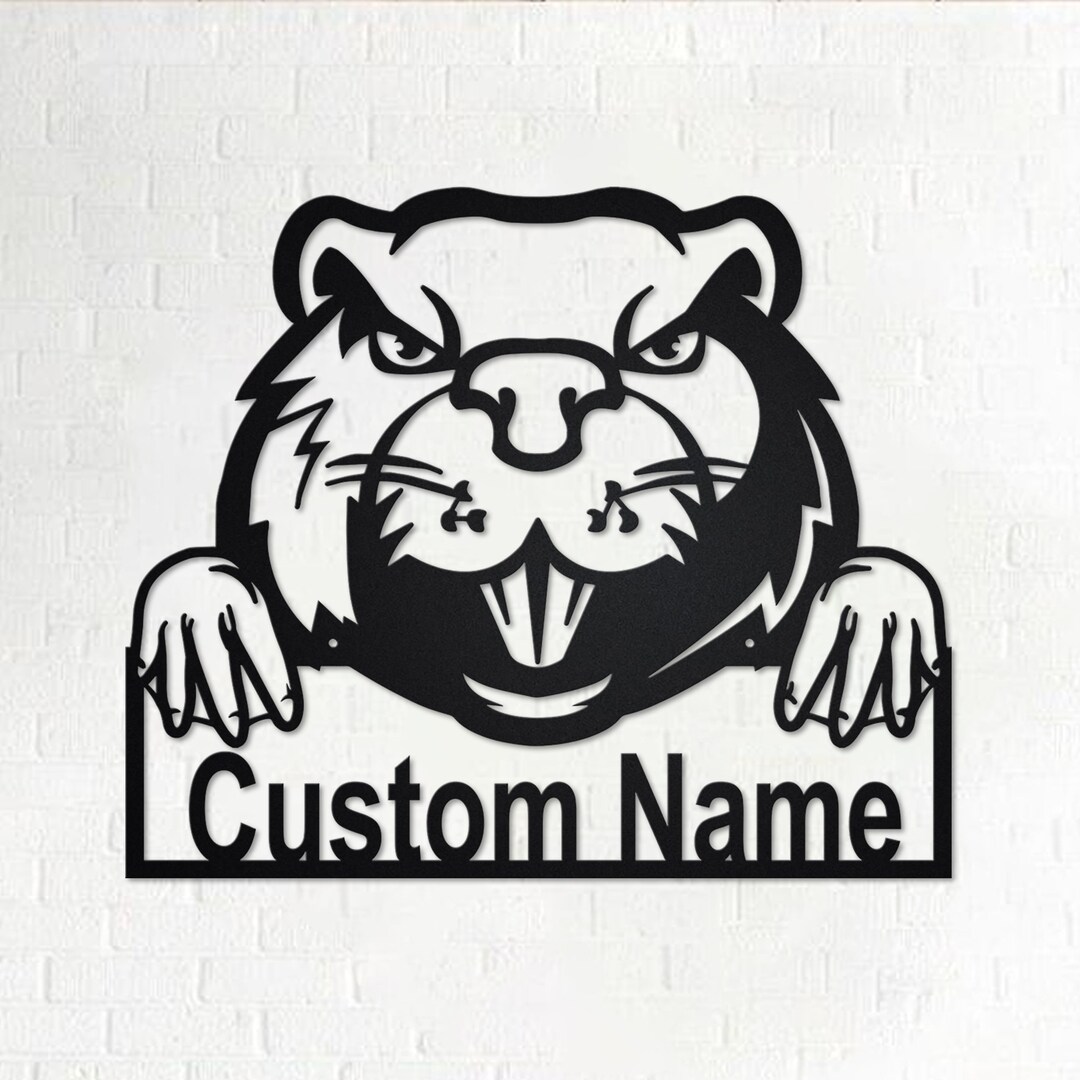 Custom Beaver Metal Wall Art, Personalized Beaver Name Sign Decoration ...