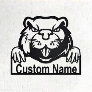 Custom Beaver Metal Wall Art, Personalized Beaver Name Sign Decoration ...