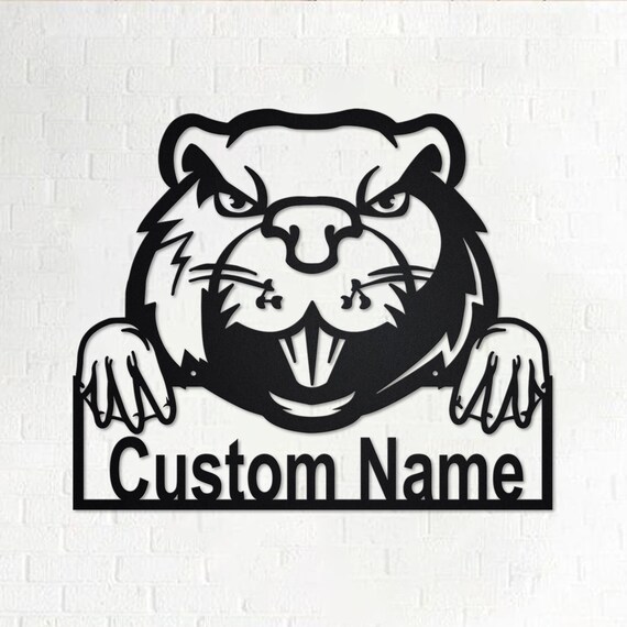 Custom Beaver Metal Wall Art Personalized Beaver Name Sign | Etsy