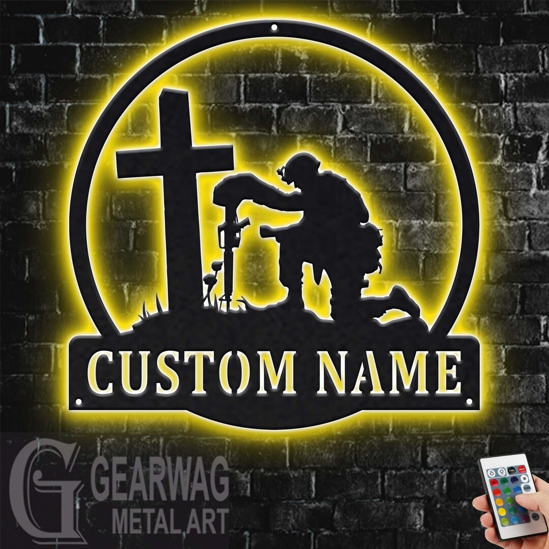 Custom Soldier Metal Sign With LED Light, Personalized Soldier Name ...