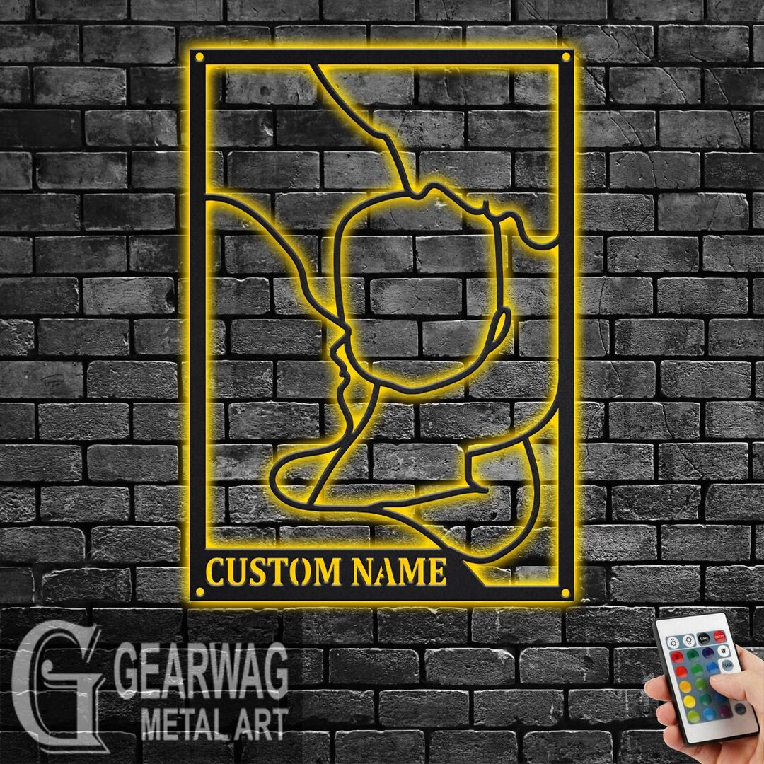 Custom Family Line Art Metal Sign With LED Light, Personalized Family ...