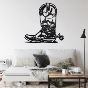 Cowboy Boots Metal Wall Art, Cowboy Boots Metal Sign Decoration for ...