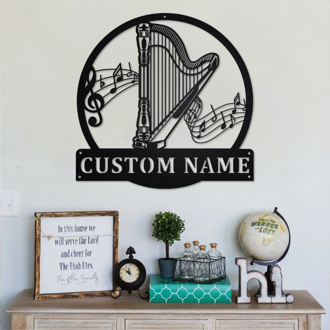 Custom Harp Musical Metal Wall Art Personalized Harp Musical - Etsy