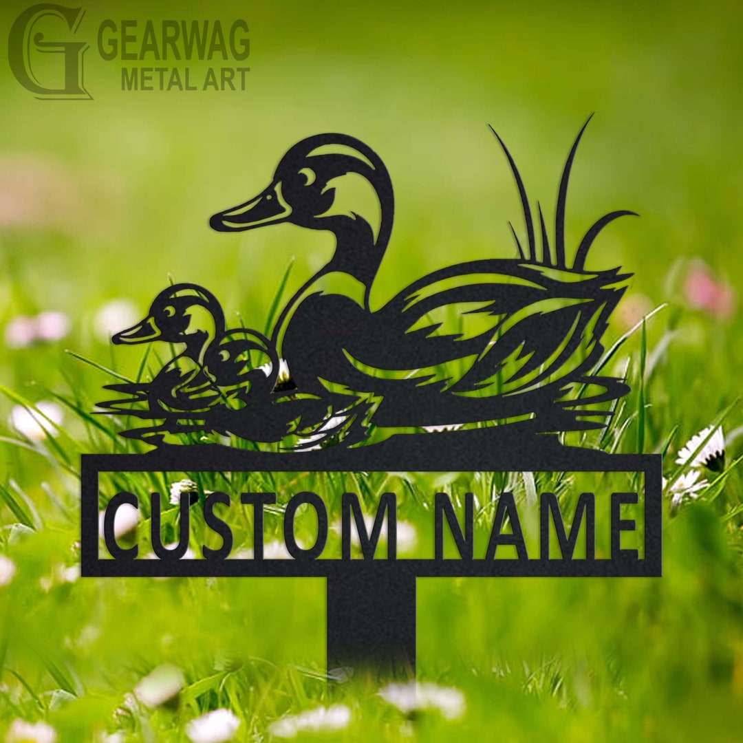 Personalized Duck Garden Sign, Metal Yard Art, Custom Duck Garden Sign ...
