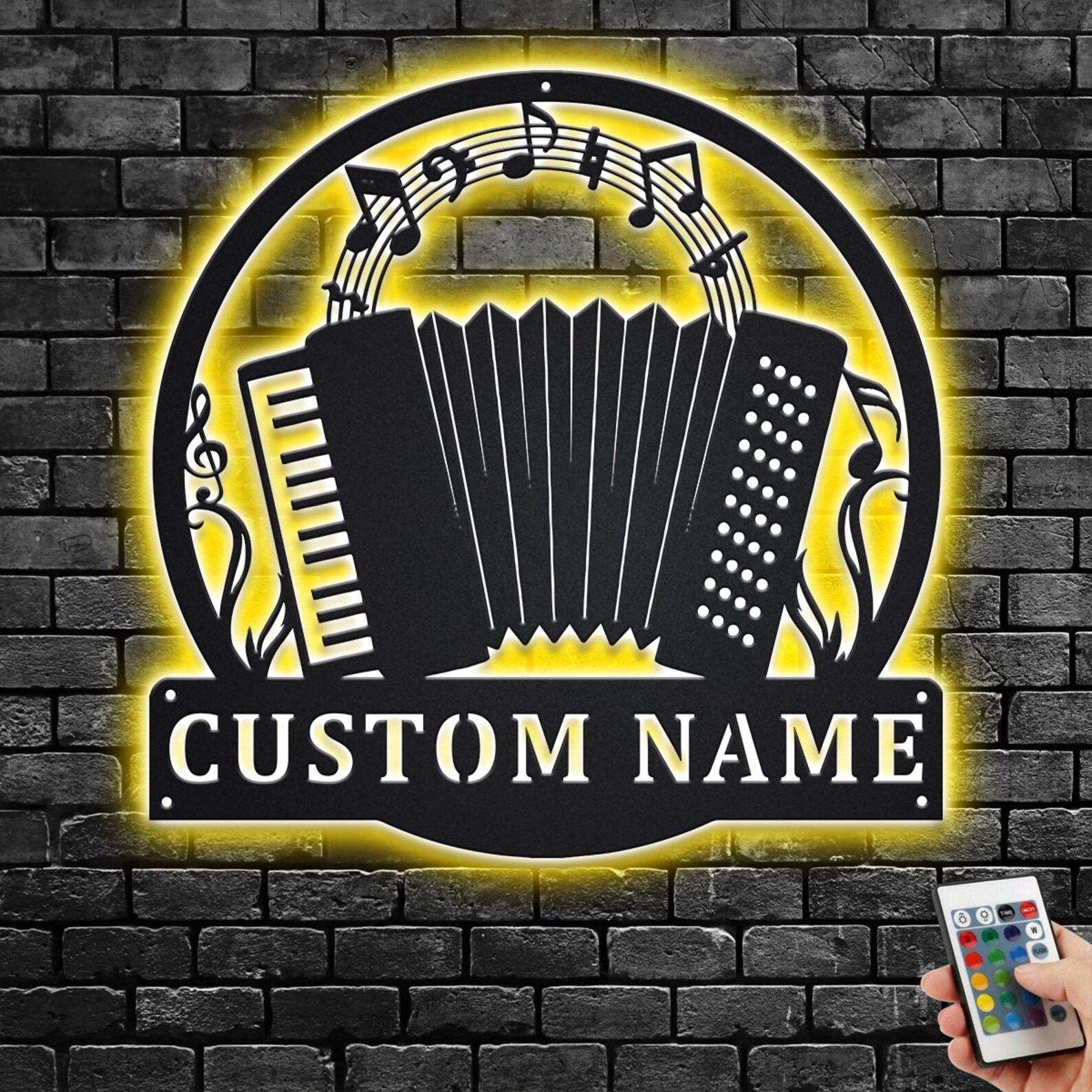 Custom Accordion Metal Wall Art With LED Lights: Personalized Music ...