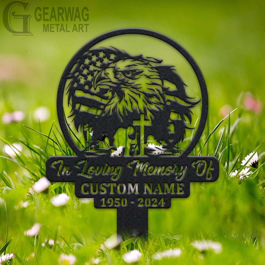 Custom Veteran Memorial Stake, Metal Stake, Outdoor Decor, in Loving ...