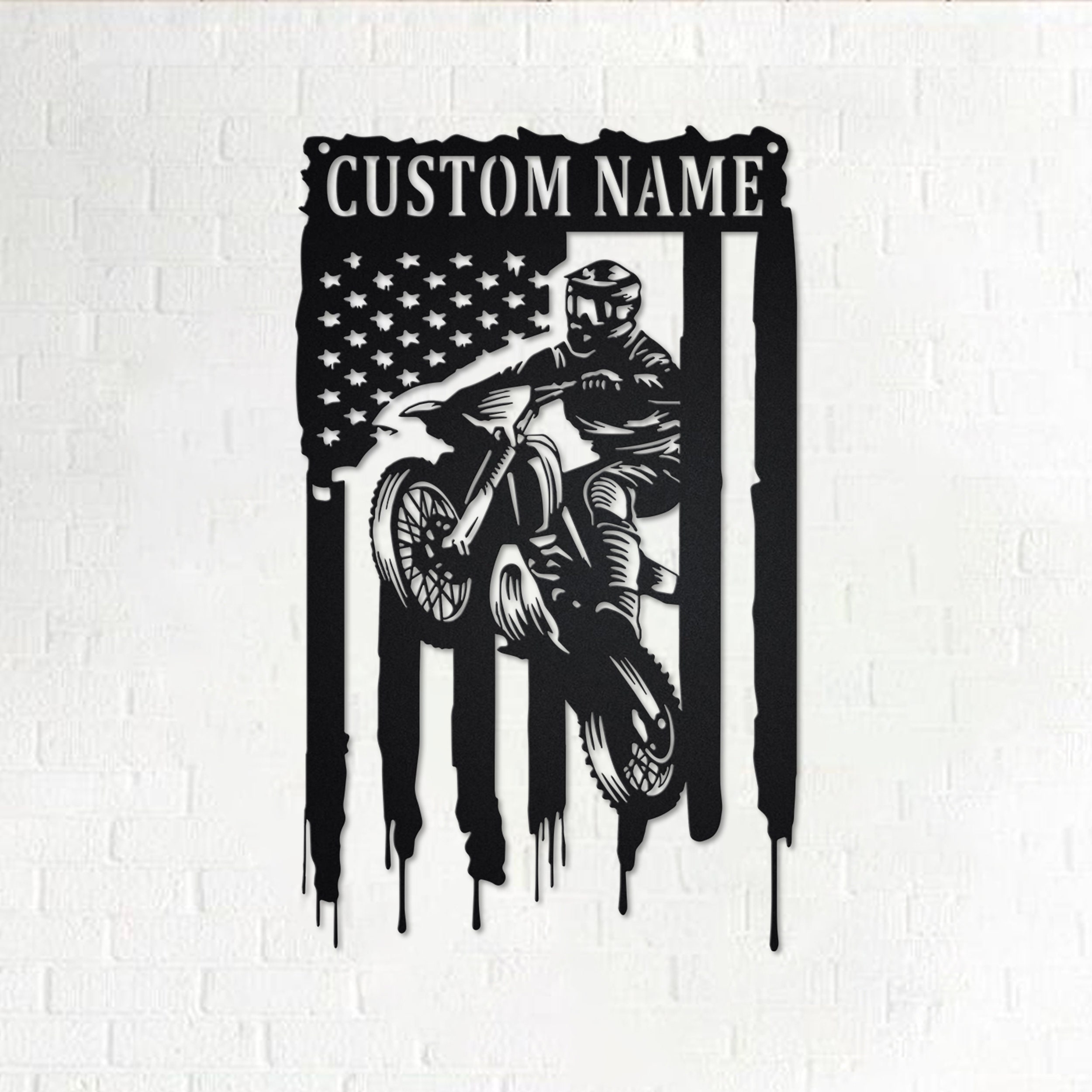 Custom Biker Metal Wall Art With LED Light Personalized US - Etsy