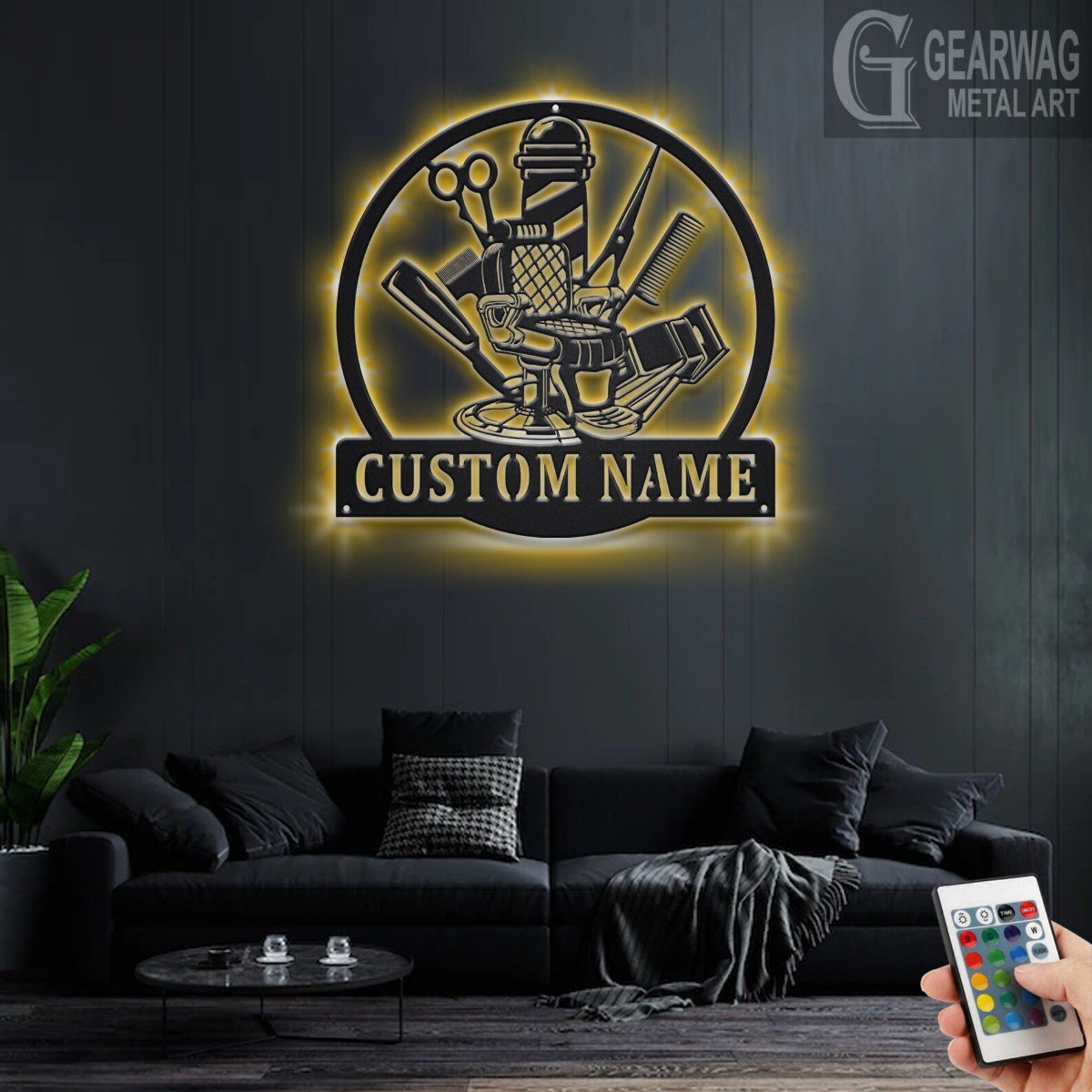 Custom Barbershop Metal Sign With LED Lights: Personalized Barber Decor ...