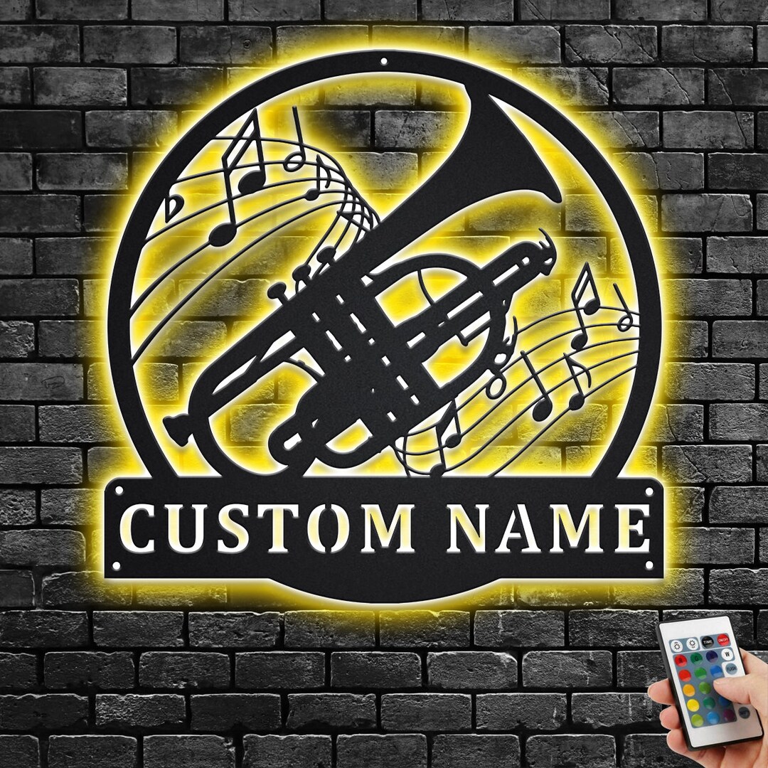 Custom Cornet Metal Wall Art: LED Personalized Name Sign - Etsy