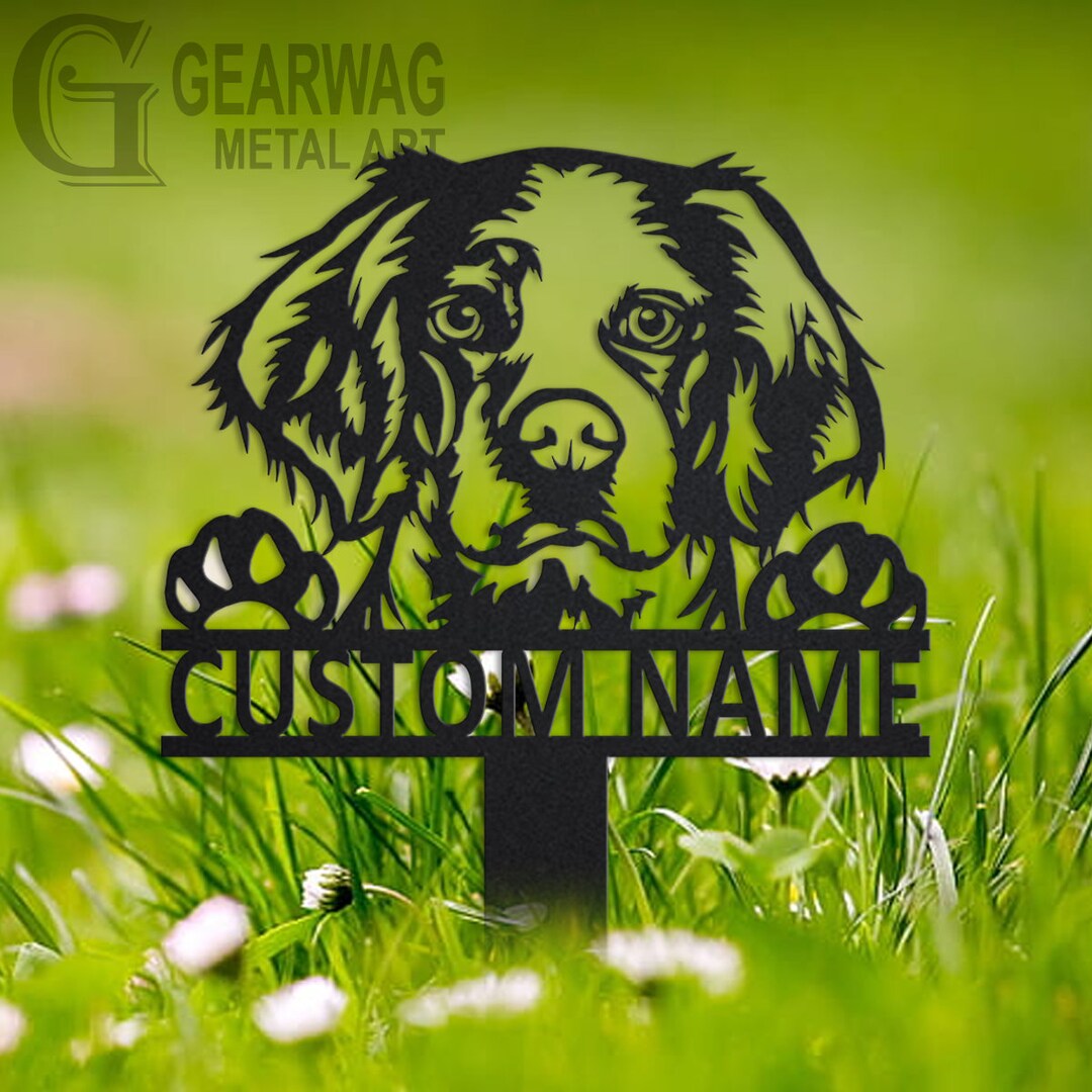 Personalized Brittany Spaniel Dog Metal Garden Sign - Custom Pet ...