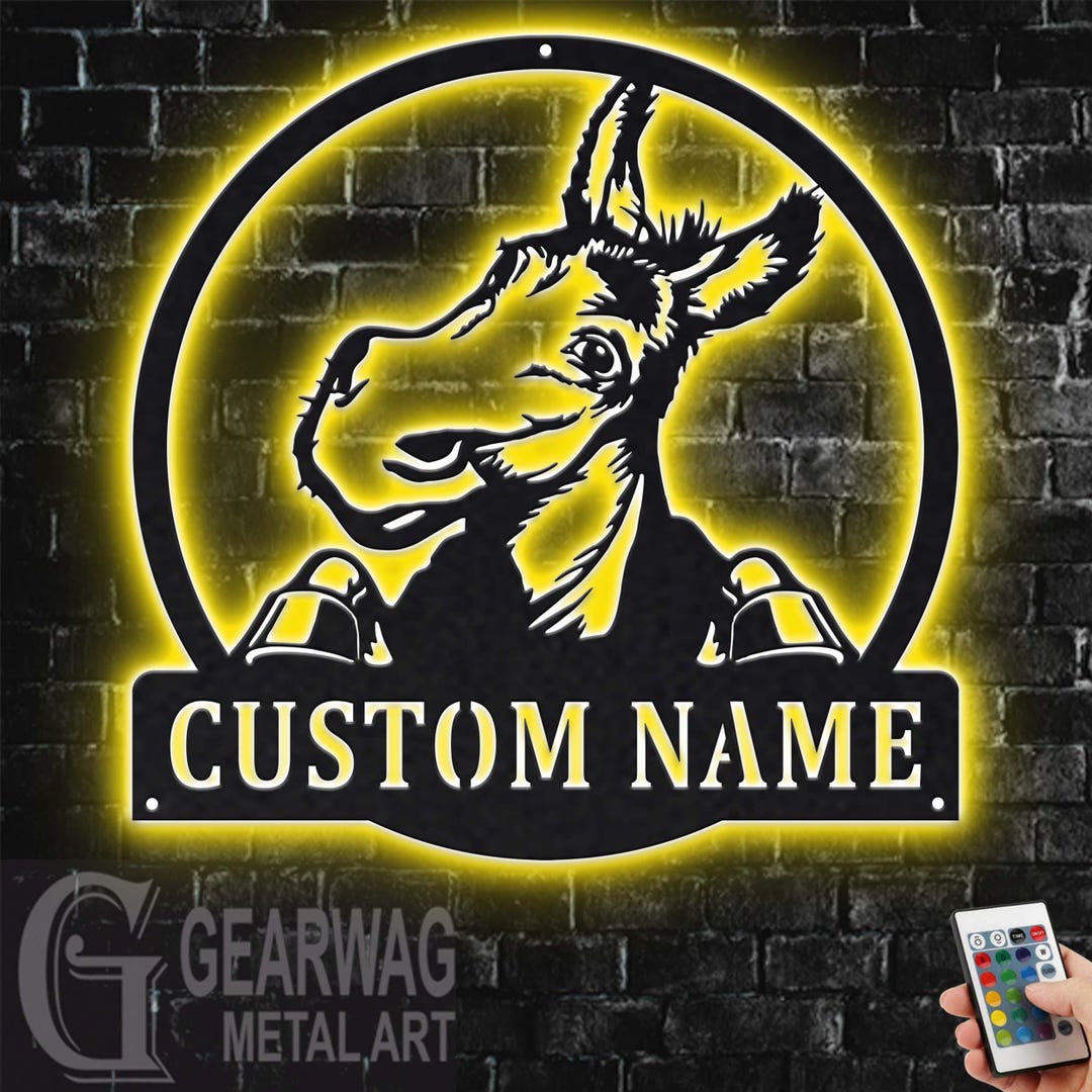 Custom Donkey Metal Sign With LED Lights: Personalized Room Decor - Etsy
