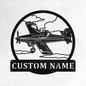 Custom Crop Duster Metal Wall Art: Personalized Pilot Sign - Etsy