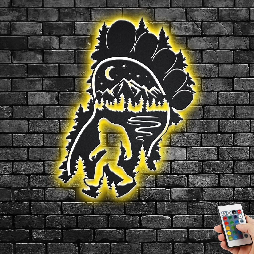 Bigfoot Metal Wall Art With LED: Wild Monster Room Decor - Etsy