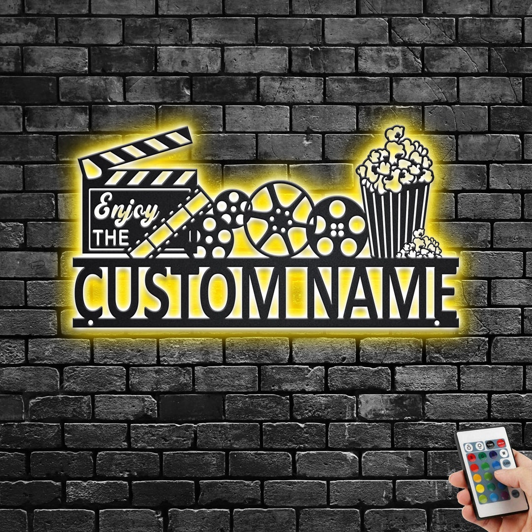 Custom Home Theater LED Sign: Personalized Metal Wall Art - Etsy