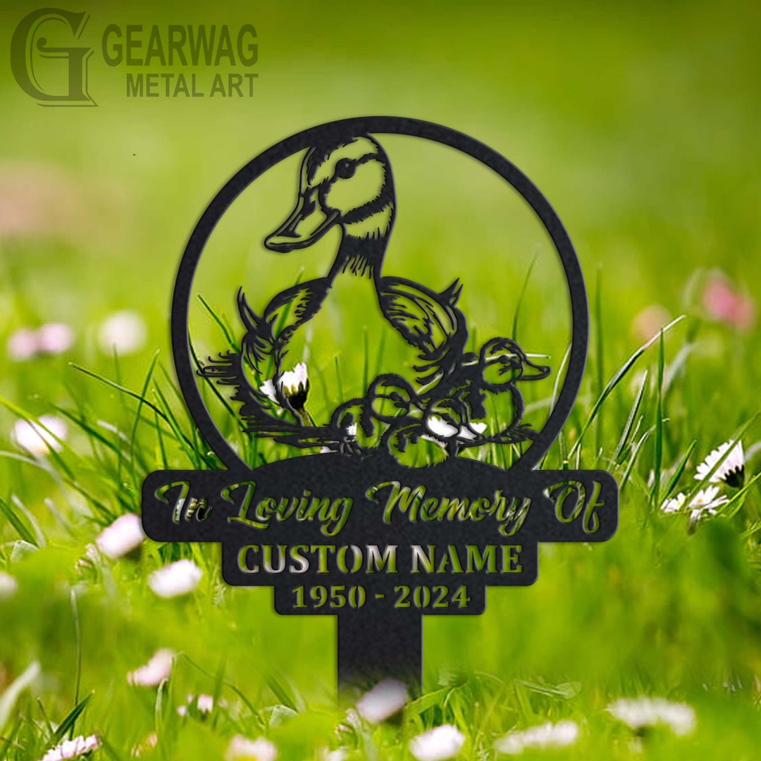 Custom Duck Memorial Stake: Metal Sympathy Sign, Outdoor Grave Marker ...