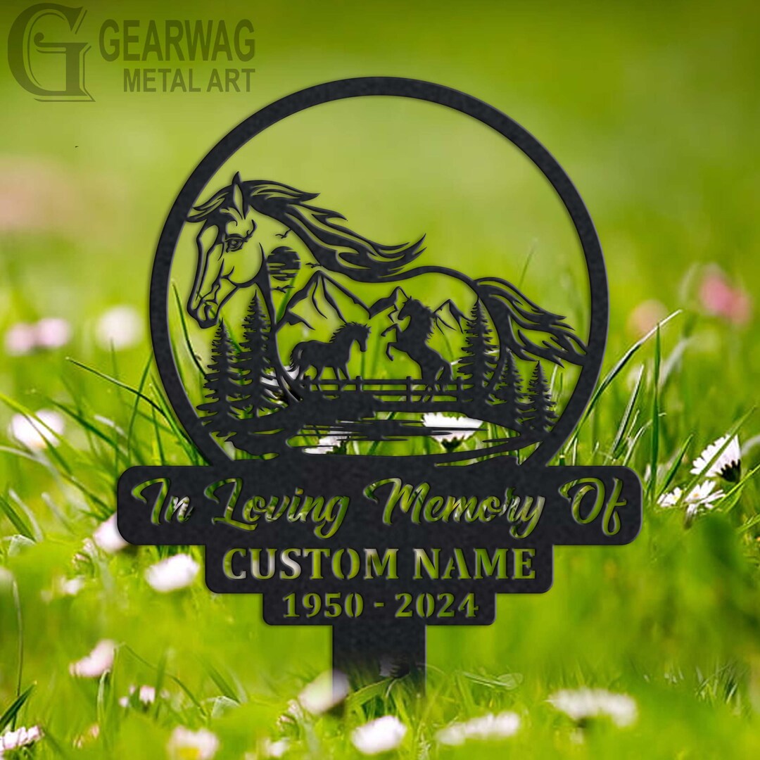 Custom Horses Memorial Stake, Metal Stake, Outdoor Decor, in Loving ...