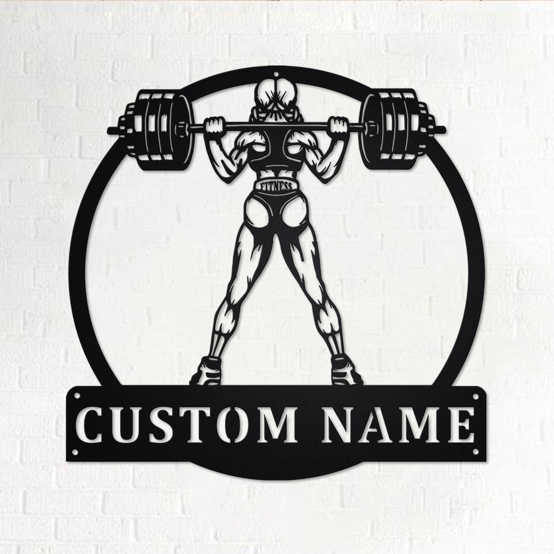 Custom Powerlifting Girl Metal Wall Art, Personalized Powerlifting Name ...