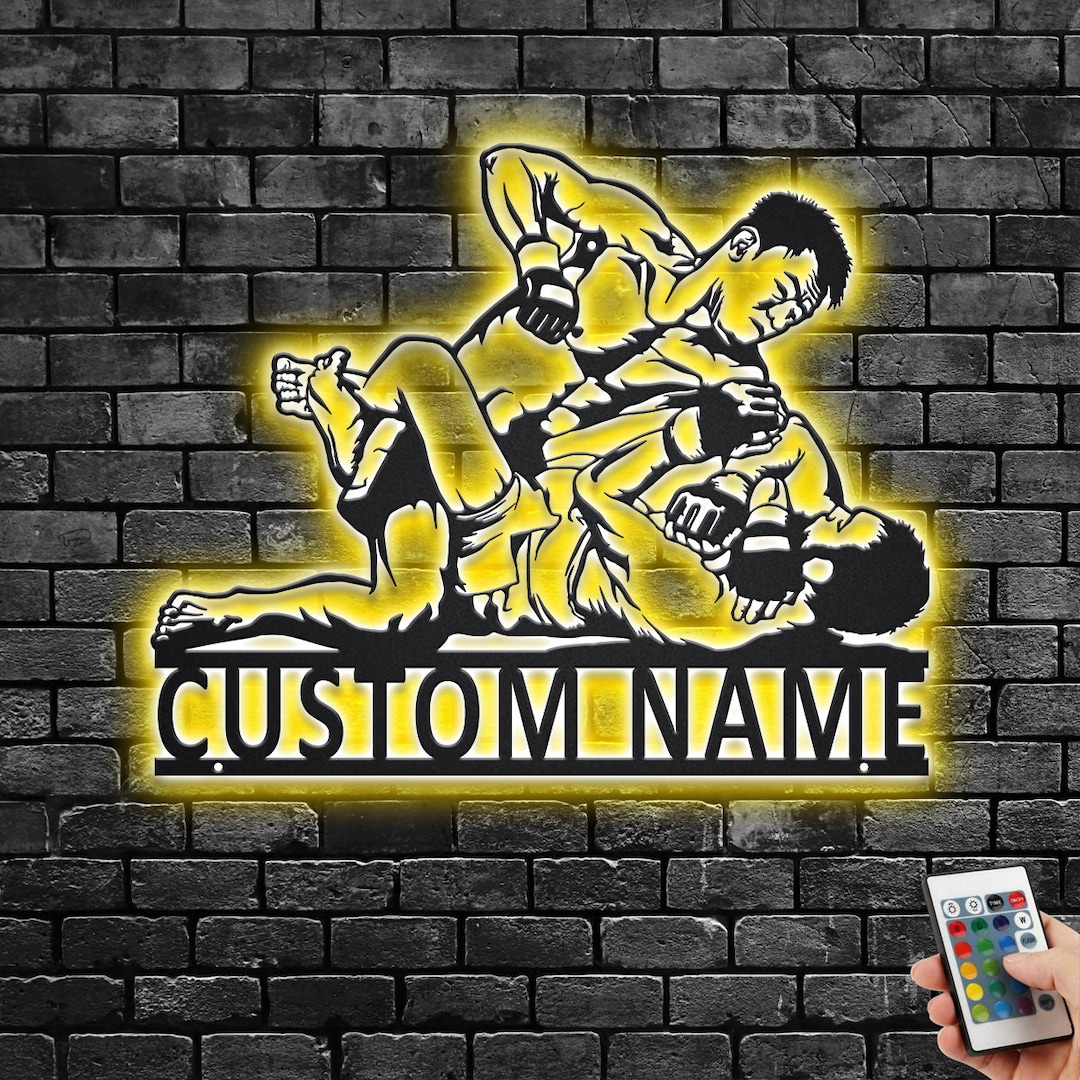 Custom MMA Fighter Metal Wall Art With LED Light, Personalized MMA ...