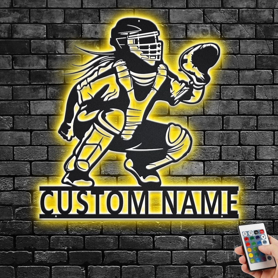 Custom Softball Metal Wall Art With LED Light, Personalized Softball ...