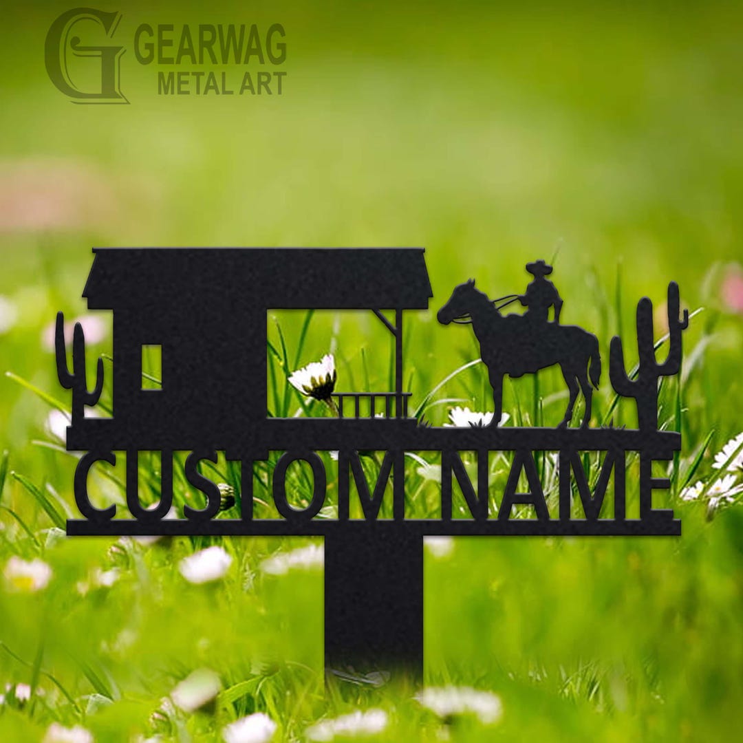 Personalized Cowboy Metal Garden Sign: Custom Yard Art - Etsy